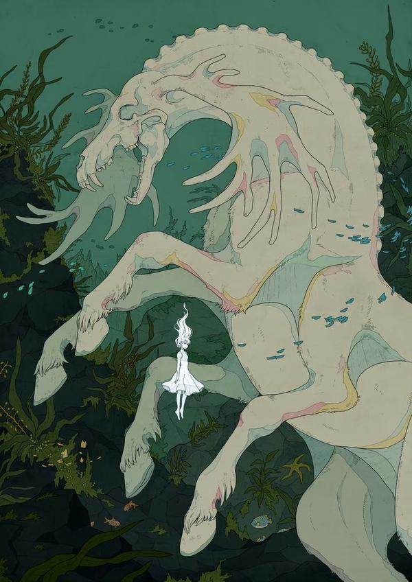 夏培禾 的想法: Ionomycin是芬兰插画师，现居德国。作品描述自然的荒蛮生长、神怪的静谧现身、阴郁的神秘故事等多变的主题。北欧风格配色 ...