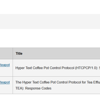 虫虫搜奇 的想法: HTTP状态码 418 ——我只是个杯具（I'm a teapot） 客户端错误响应代码 418，表示服务器拒绝冲泡咖啡，因为他只是一个茶壶（杯具），只能用来泡茶。该状态码 ...