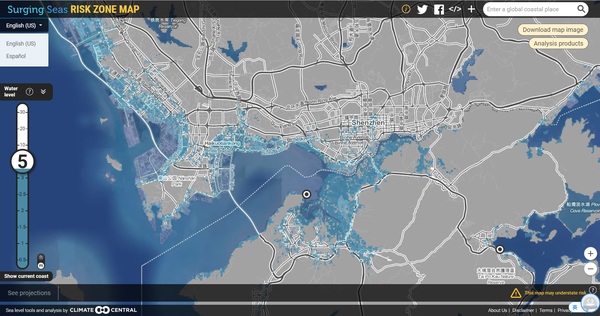 秋杀 的想法: 一个分析海平面上升淹没风险的网站 | Surging Seas: Risk Zone Map（链接）1、可以通过左下角的数值 ...