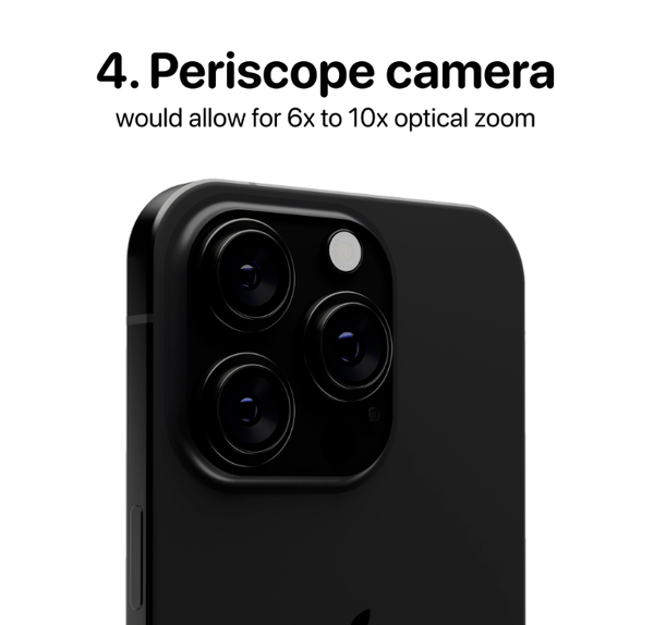 Carrie 的想法: iPhone15Pro设计图曝光，对比上代iPhone 14系列主要的区别在于：1.钛金属边框+边框更轻薄2.固态按钮 ...