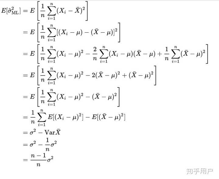 样本方差公式是如何推导出来的？ 知乎 