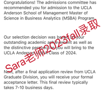 李丽Sara留学规划 的想法: ucla msba推研信 ##UCLA# # msba# - 知乎