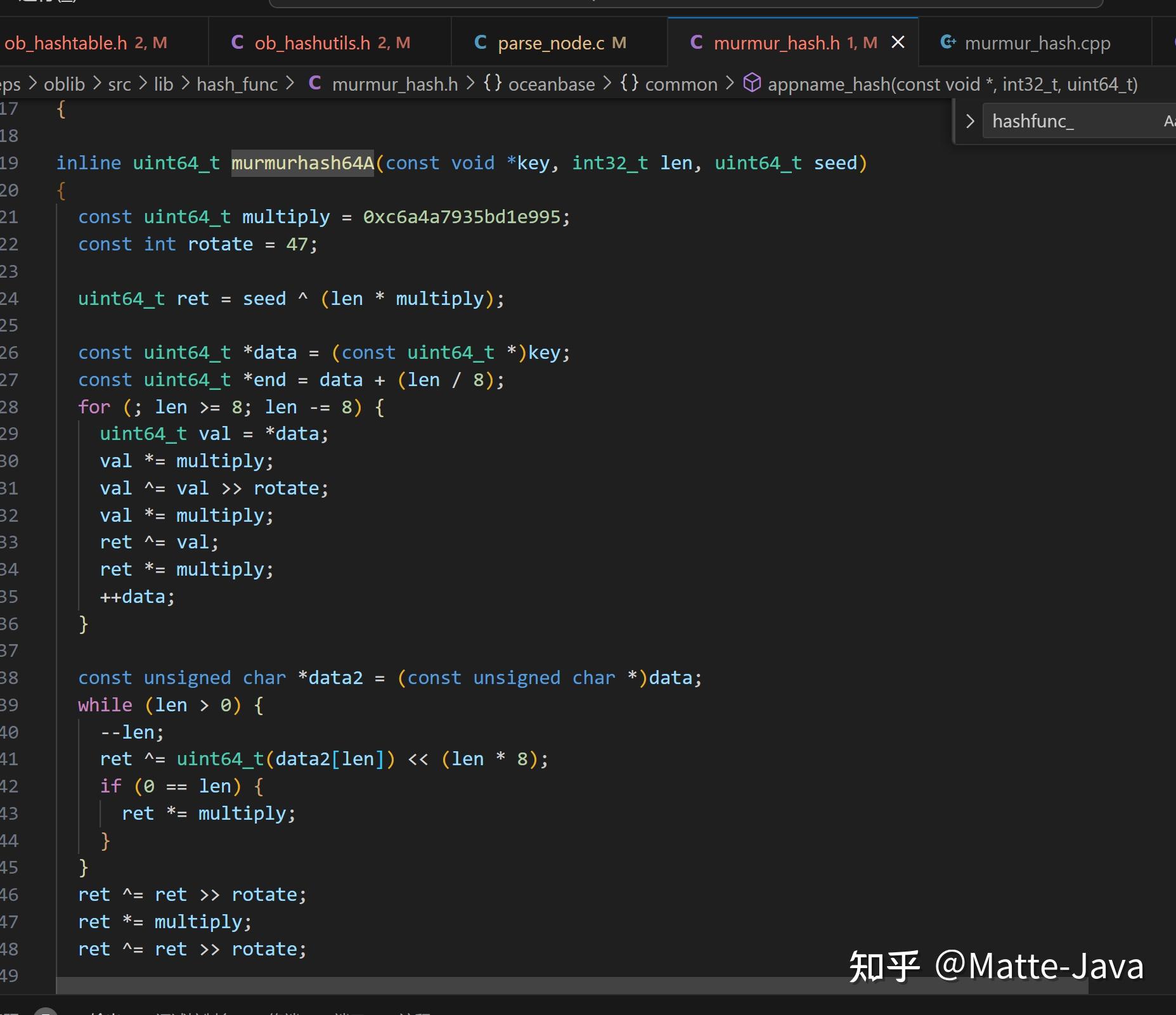 深入剖析MurmurHash算法：OceanBase中高效C++哈希函数的实用之选 - 知乎
