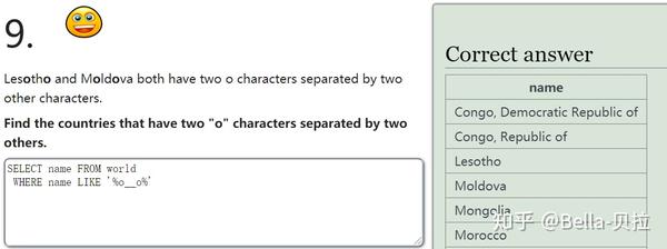 sqlzoo练习2（含答案）：SELECT names (like) - 知乎