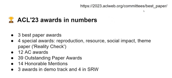 ACL 2023奖项公布：3篇最佳论文、39篇杰出论文，多家国内机构上榜 - 知乎