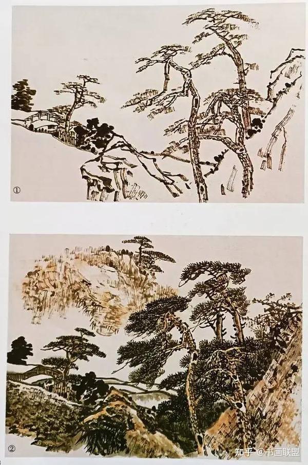国画技法 松树的各种画法 - 知乎
