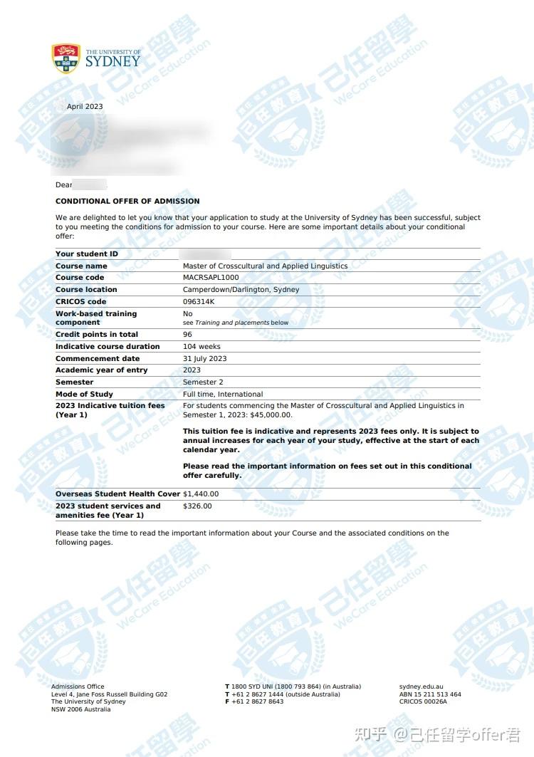 己任留学23Fall澳洲offer | 悉尼大学 Master of Crosscultural and Applied Linguistics - 知乎