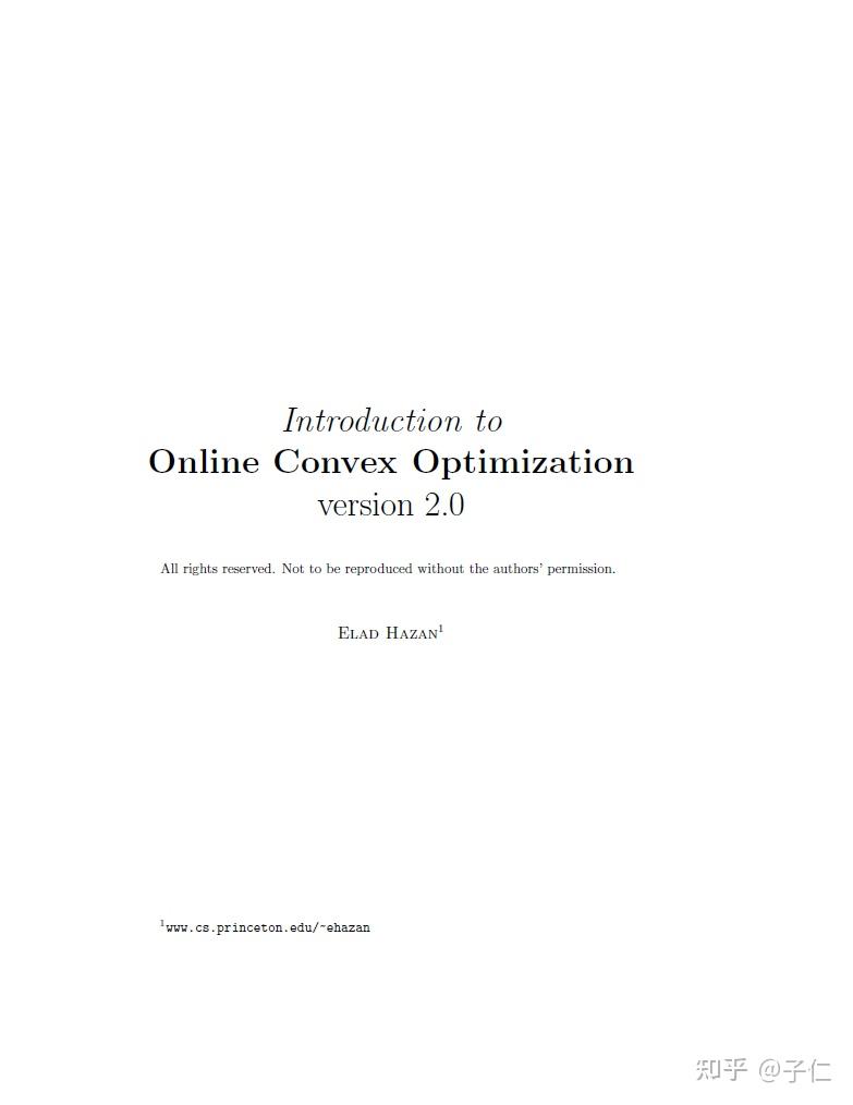 在线凸优化导论，第二版（Introduction to Online Convex Optimization，Second Edition） - 知乎