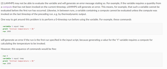 Lammps报错：Error: compute used in variable between runs is not current - 知乎