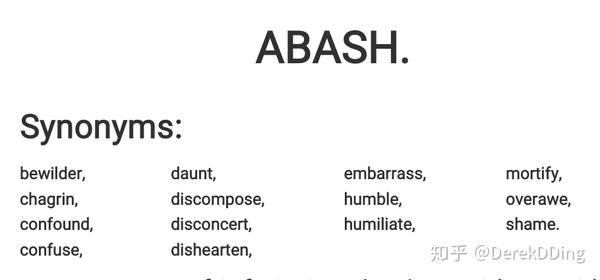 Abash和它的近义词 - 知乎