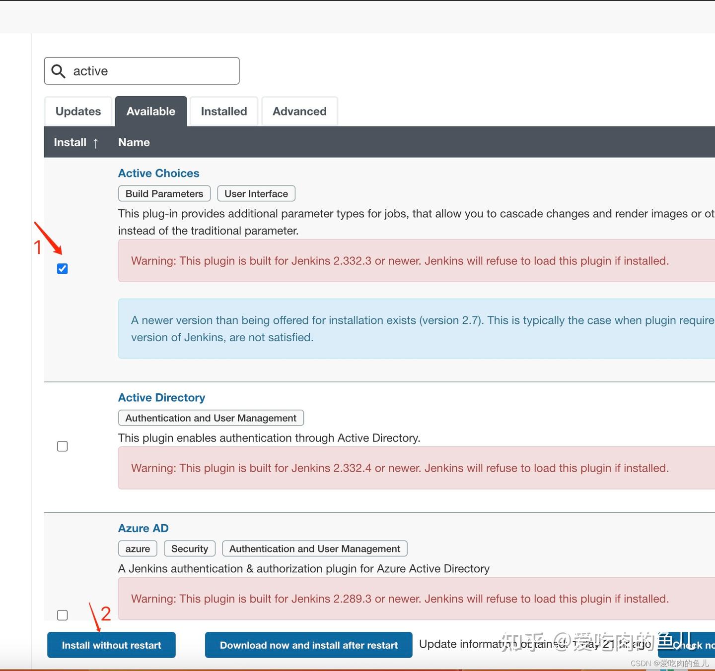 Jenkins (2.346.1) or higher required异常，如何在不升级jenkins的情况下安装插件呢？ - 知乎