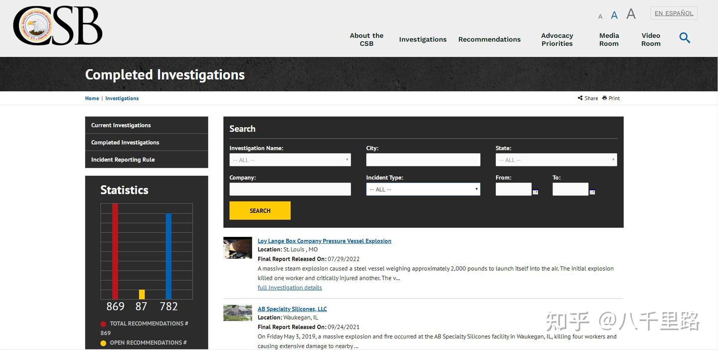学习事故调查——关于美国化学品安全与危害调查委员会（CSB） - 知乎