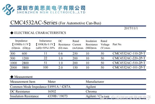 完美替代ACT45B-510-2P-TL003车用CAN总线绕线片式共模扼流器CMC4532AC-510-2P-T 美思美电子 - 知乎