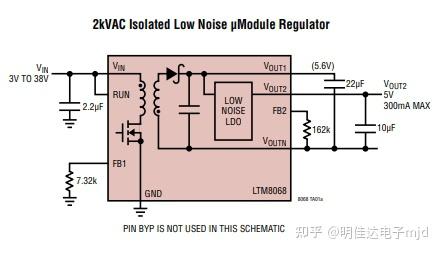 3VIN 至 40VIN 隔离式 μModule DC/DC 转换器电路图: LTM8067EY/LTM8067IY、LTM8068 ...