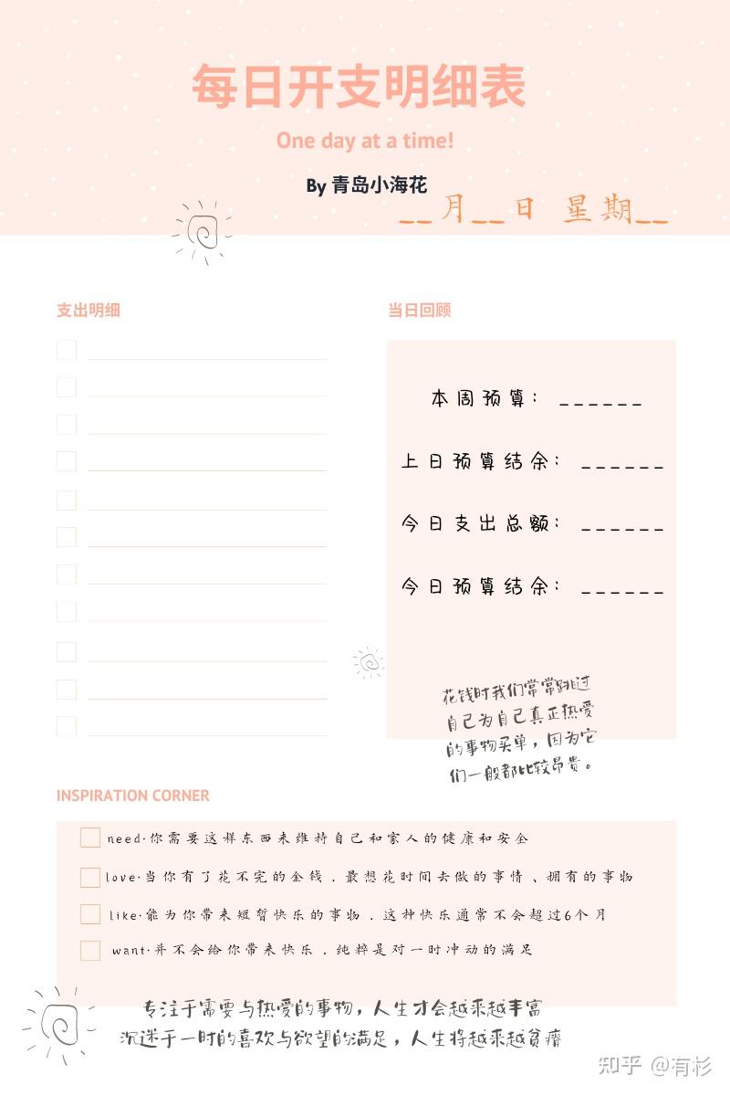 【存钱困难必看】私家记账3步走大法 每日开支明细表 知乎