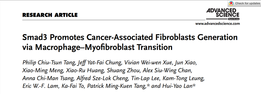 Smad3通过巨噬细胞-成纤维细胞转化促进肿瘤相关成纤维细胞生成 - 知乎