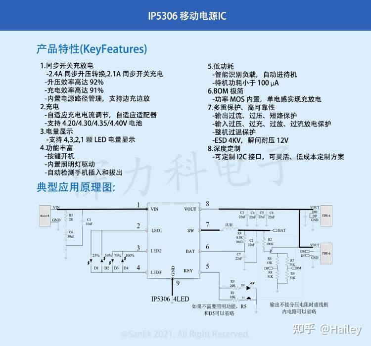 IP5306移动电源IC 2.1A充电2.4 A放电高集成度移动电源SOC IC - 知乎