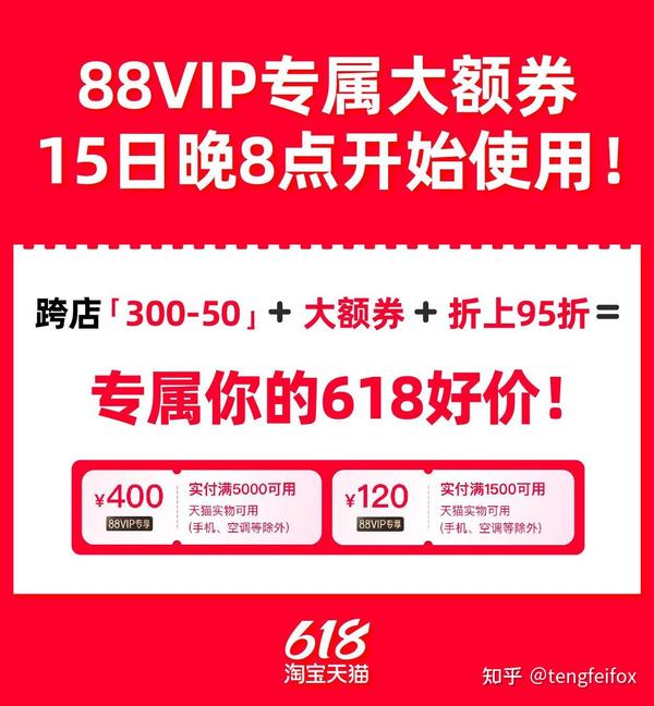 2023年天猫618消费券规则介绍 88VIP积分兑换消费券的时间及领取方法、使用规则介绍（6.15日更新520消费券再次可领） - 知乎