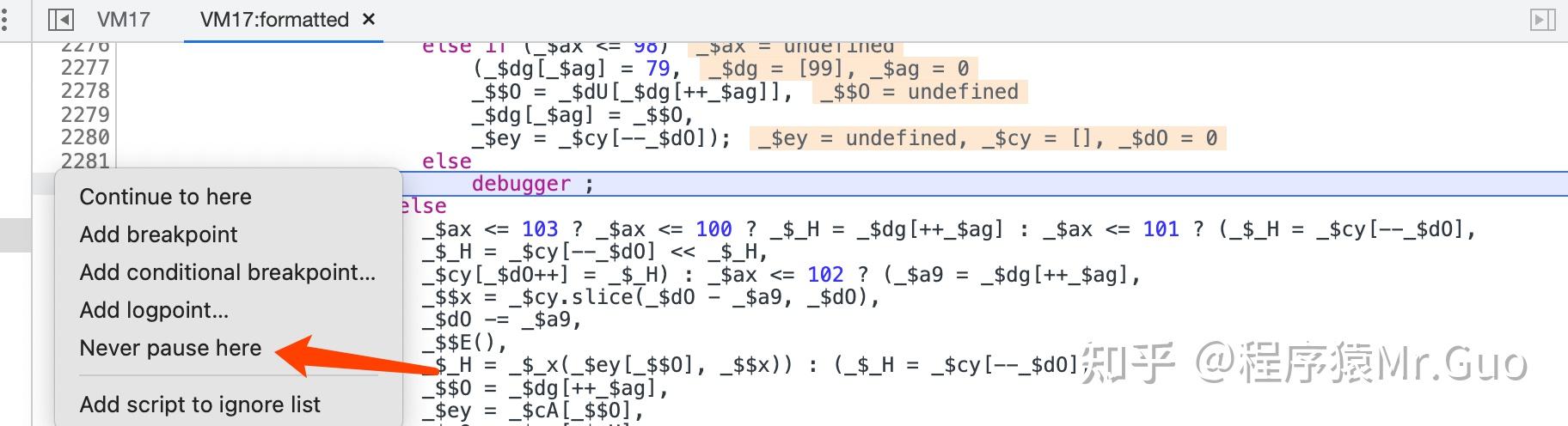 解决浏览器调试无限debugger - 知乎