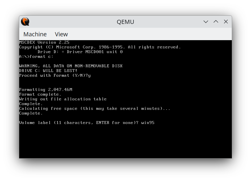 qemu 第四篇：在 qemu 中安装 windows 95 ( 净弄些没用的：（ - 知乎