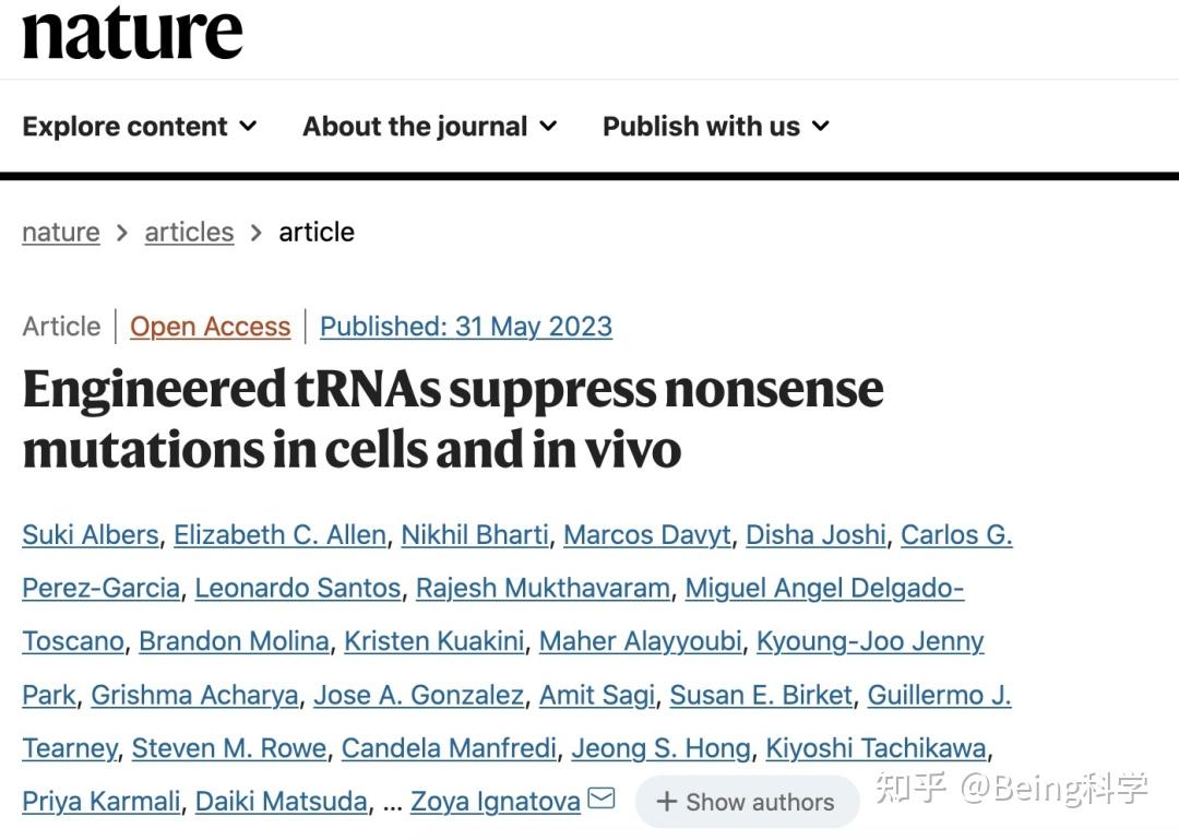 Nature重磅 | 通过LNP递送tRNA，给遗传疾病带来全新治疗方式 - 知乎
