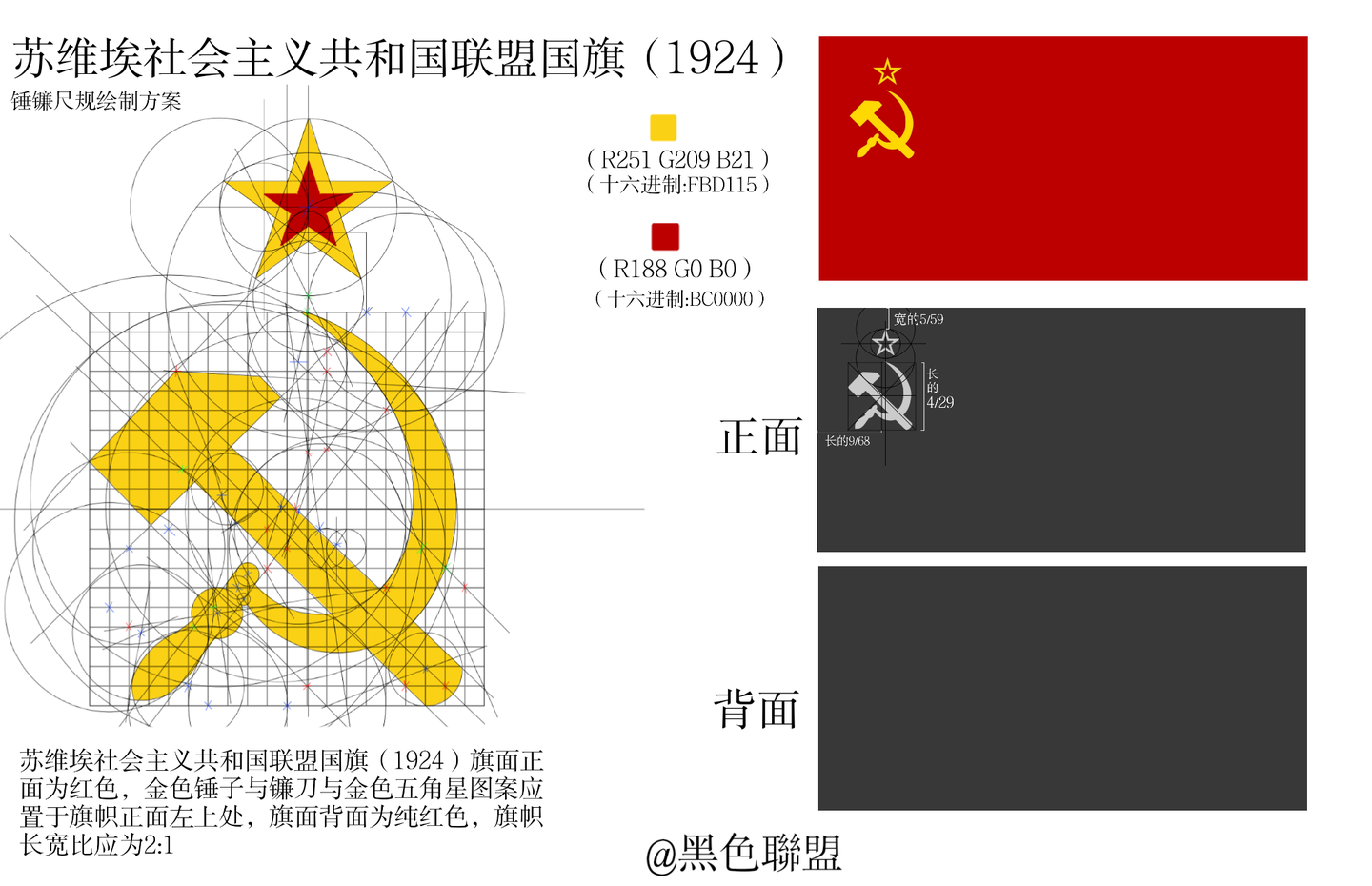苏维埃社会主义共和国联盟国旗（1924 1955年版）参考绘制方案 知乎 4872