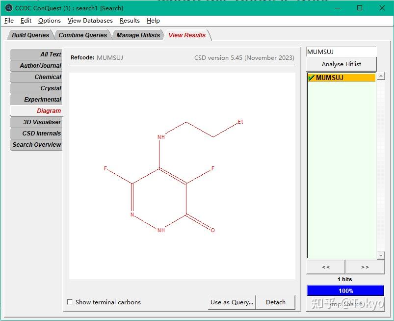 CCDC ConQuest晶体结构检索案例3(结构式结构) - 知乎