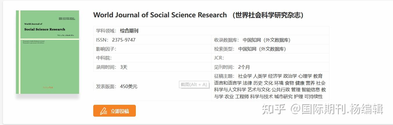 World Journal of Social Science Research （世界社会科学研究杂志） 社会学 人类学 经济学 政治学 ...