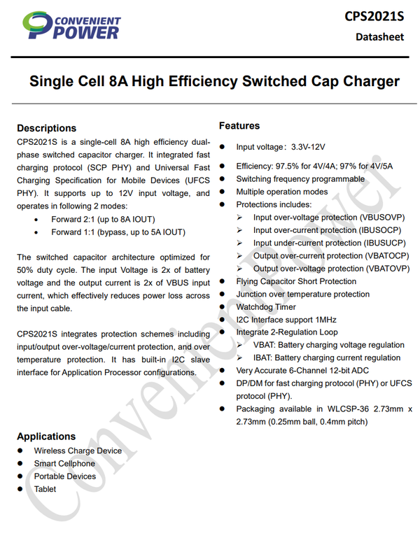 产品介绍丨高频，高效，高功率密度2:1 Charge Pump芯⽚CPS2021S - 知乎