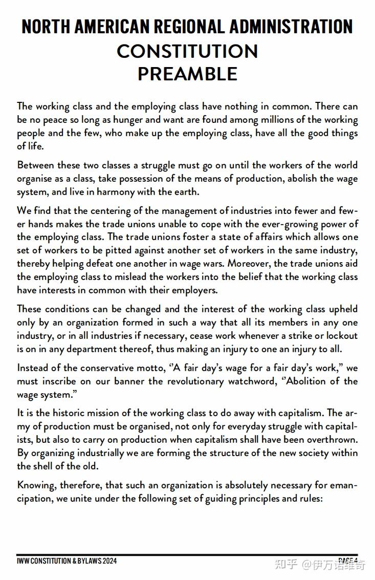 PREAMBLE,CONSTITUTION,& GENERAL BYLAWS OF THE INDUSTRIAL WORKERS OF THE ...