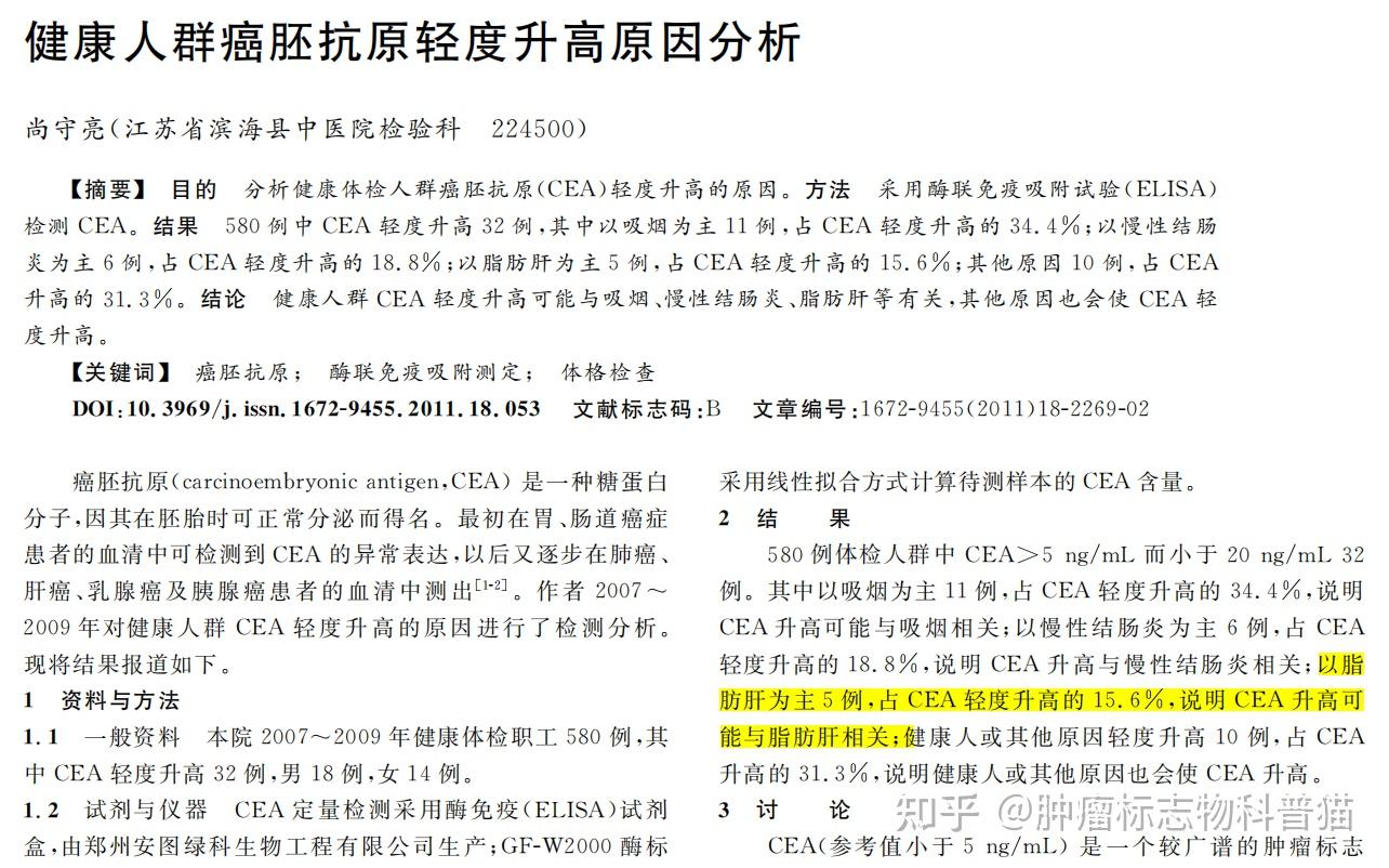 肿瘤标志物科普-癌胚抗原CEA升高原因分析 - 知乎