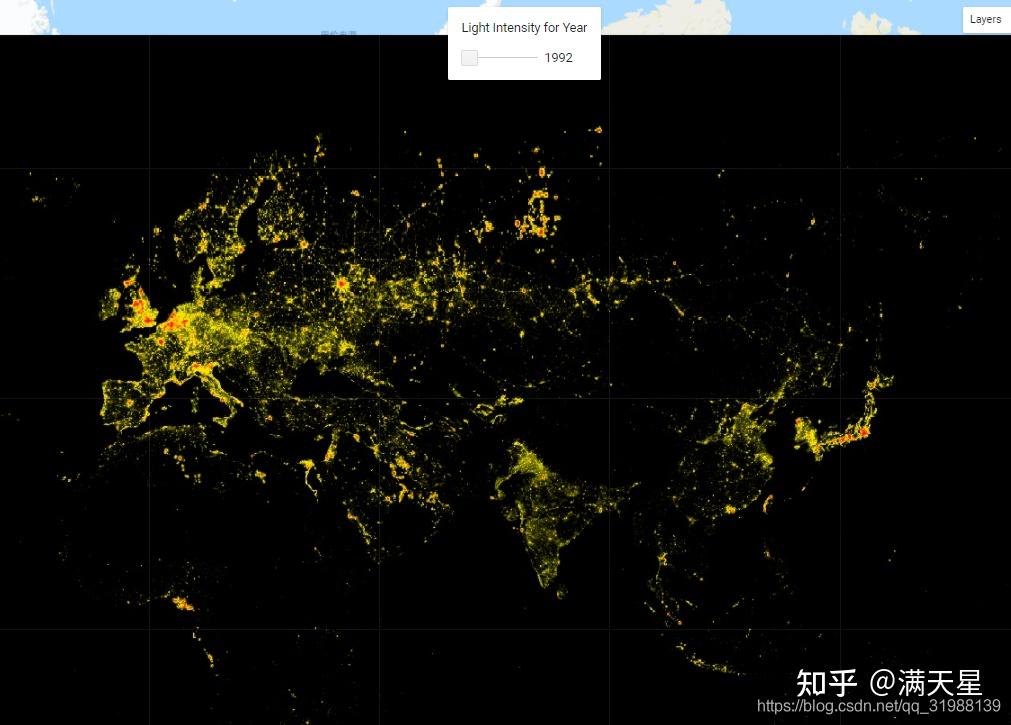 Google Earth Engine（GEE)—夜光数据逐年显示 - 知乎