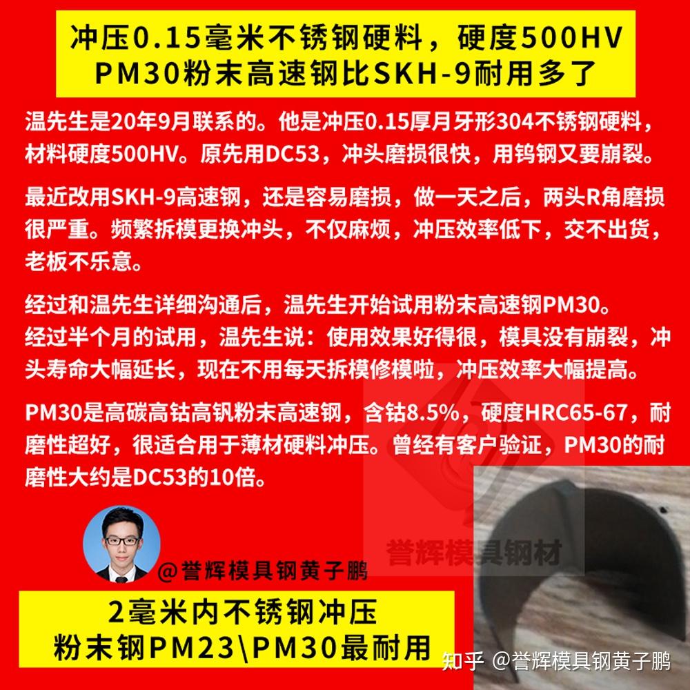 冲压1毫米以内不锈钢硬料，PM23、PM30和PM60的硬度和耐磨性差别 - 知乎