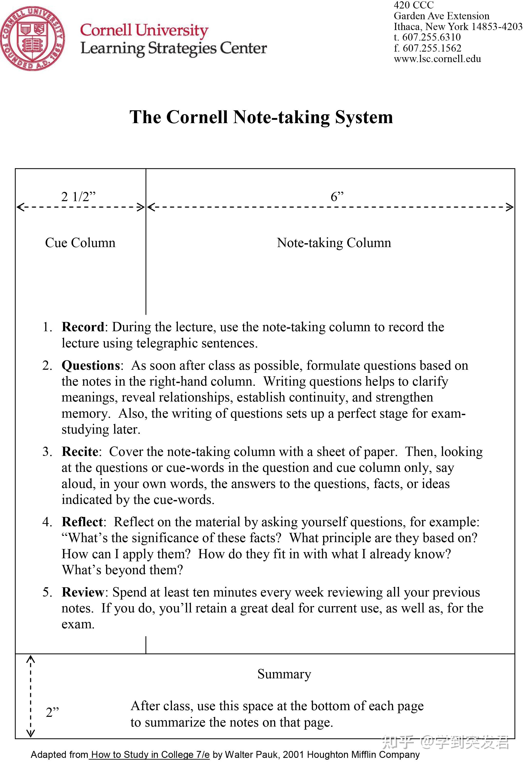 Cornell-Note Taking-System （康奈尔笔记法全世界公认最高效的笔记法） - 知乎