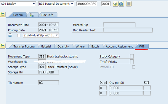SAP MIGO + 311将库存从IM管理库存地转入WM管理库存地，物料凭证号里不显示WM 选项卡 - 知乎