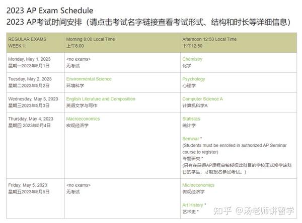 2023年中国大陆地区AP考试时间表 - 知乎