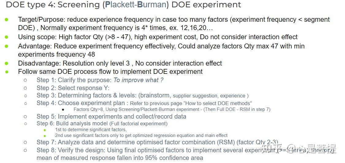 自编英文版DOE培训资料-Screening (Plackett-Burman) DOE experiment - 知乎