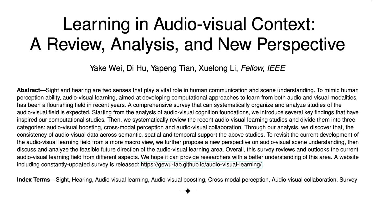 [GeWu-Lab最新进展] 多模态学习综述：从视音角度看多模态学习的过去与未来 - 知乎