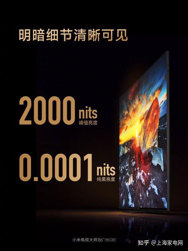 小米发布86英寸Mini LED电视 峰值亮度2000尼特 - 知乎