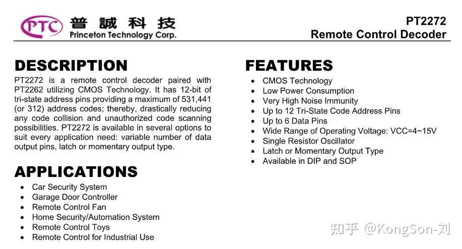 普诚PT2272\PT2262——编码解码芯片 - 知乎