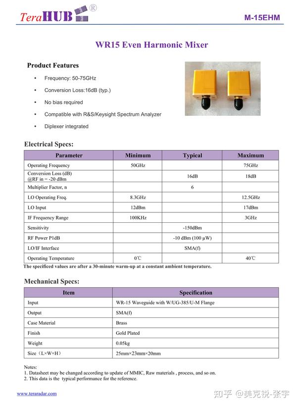 频谱仪扩频模块 WR15 Even Harmonic Mixer - 知乎