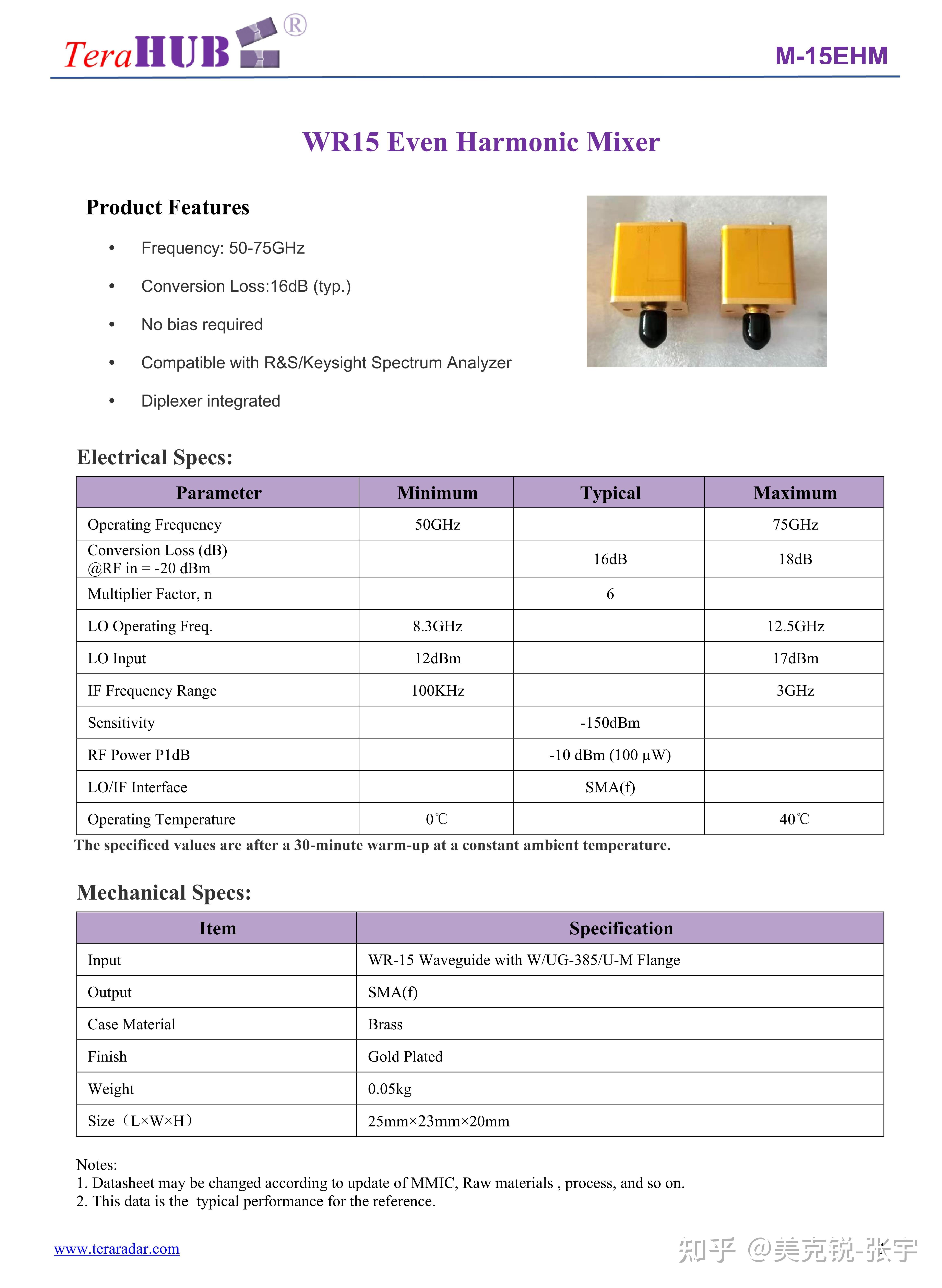 频谱仪扩频模块 WR15 Even Harmonic Mixer - 知乎