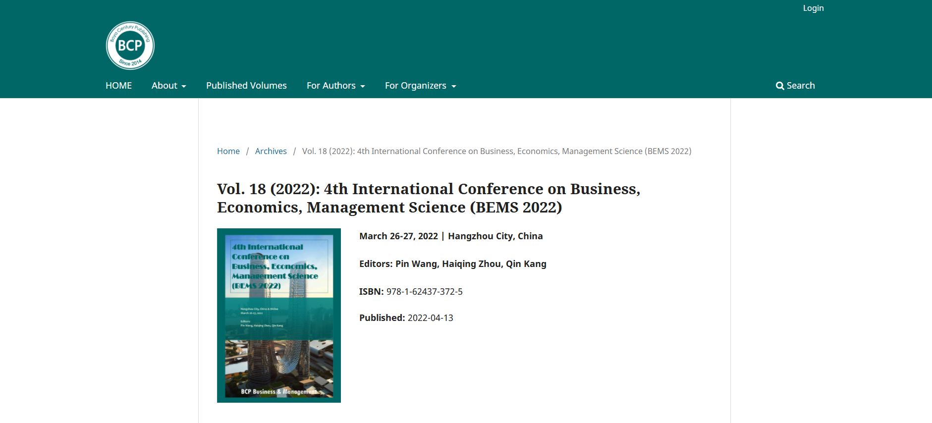 4th International Conference on Business, Economics, Management Science (BEMS 2022) - 知乎