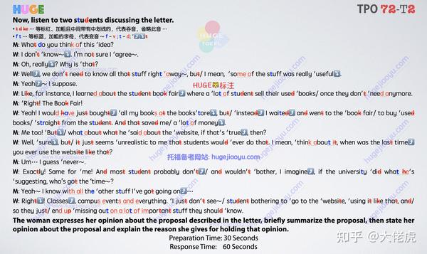 托福口语 | TPO 72口语纯题+Sample - 知乎