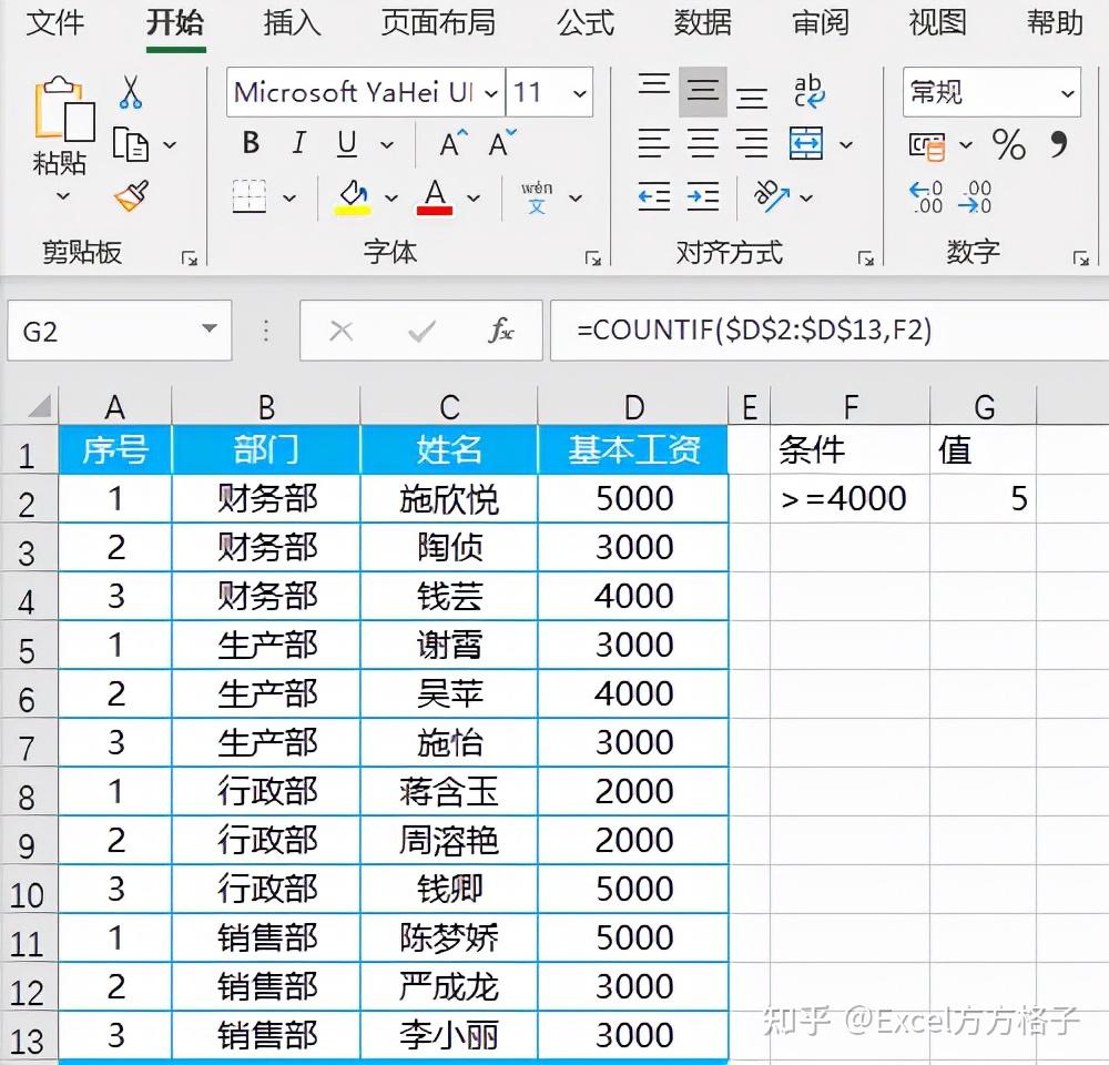 COUNTIF函数的使用方法 - 知乎