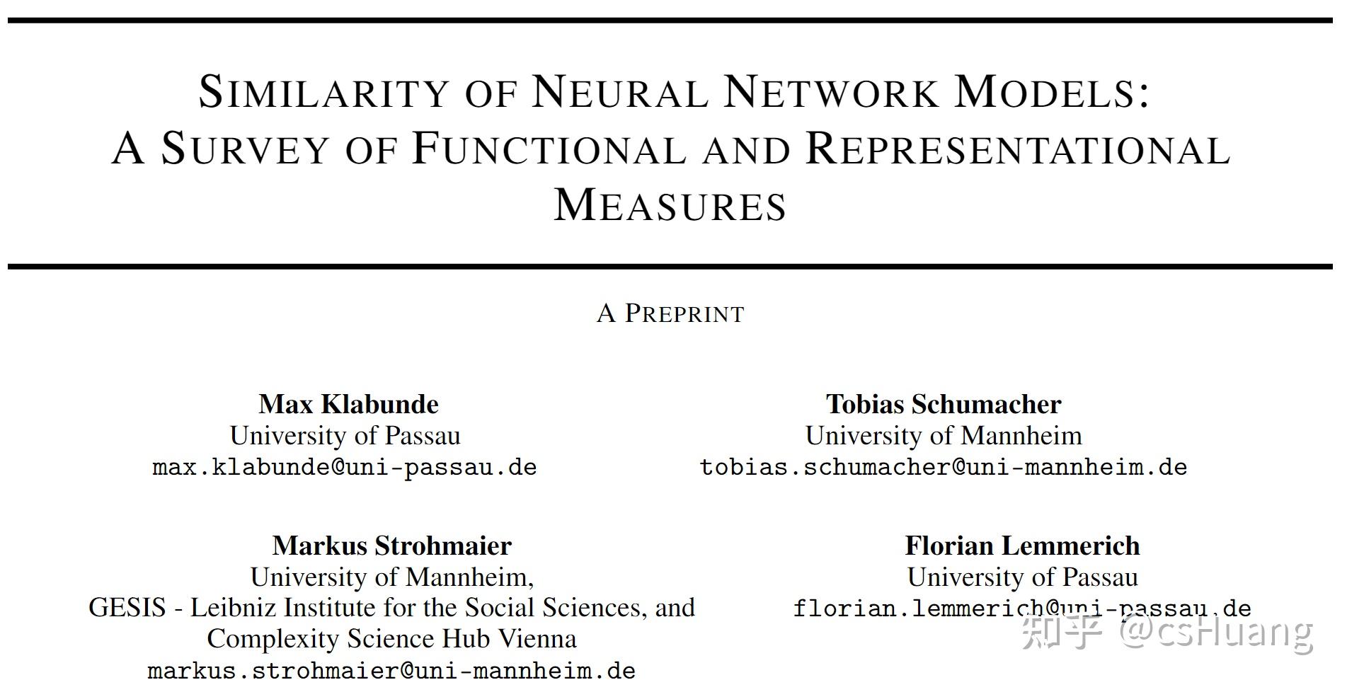 SIMILARITY OF NEURAL NETWORK MODELS: A SURVEY OF FUNCTIONAL AND REPRESENTATIONALMEASURES（神经网络模型的 ...