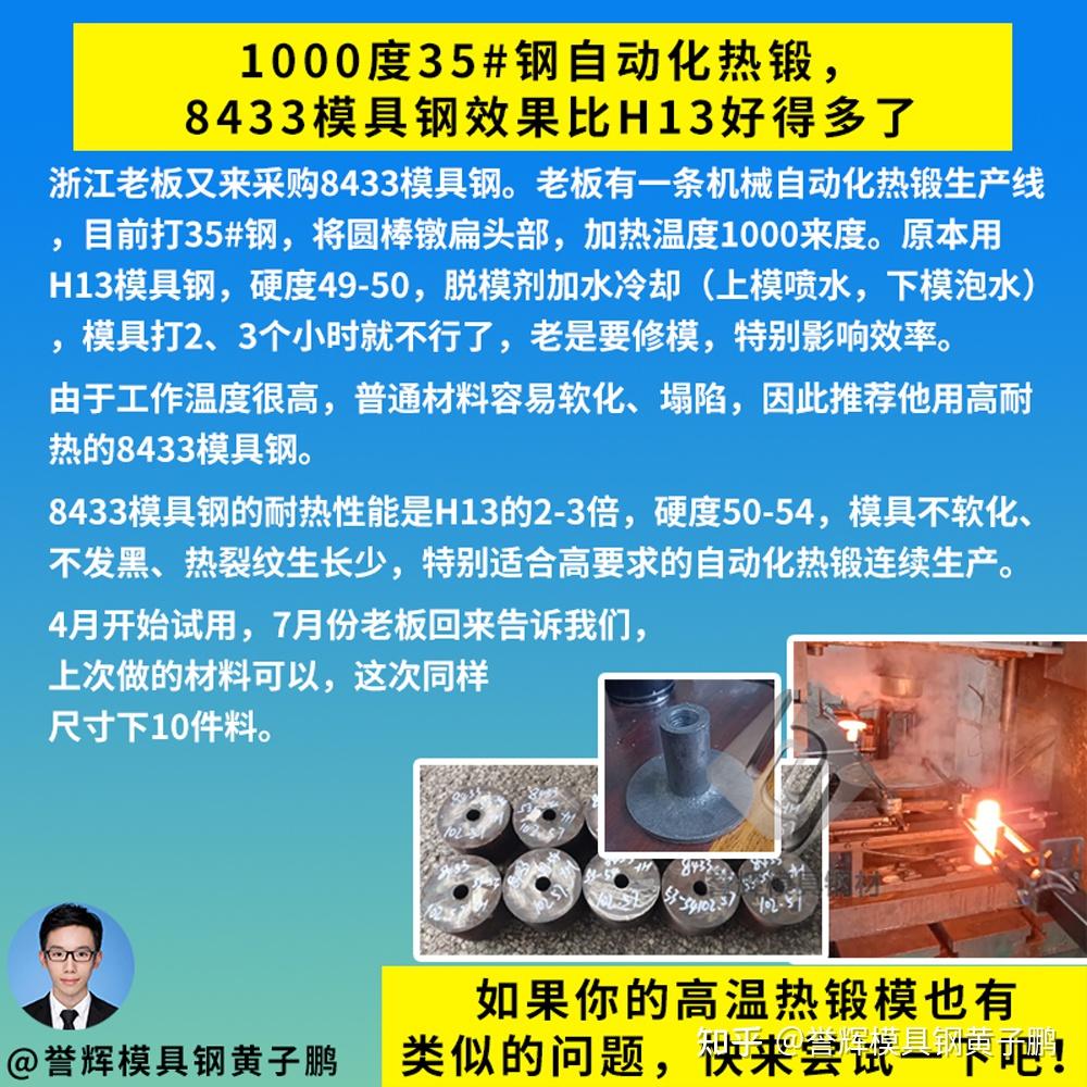 热锻45号钢螺栓产品H13冲头磨损下模塌陷，试试高耐热8433模具钢 - 知乎