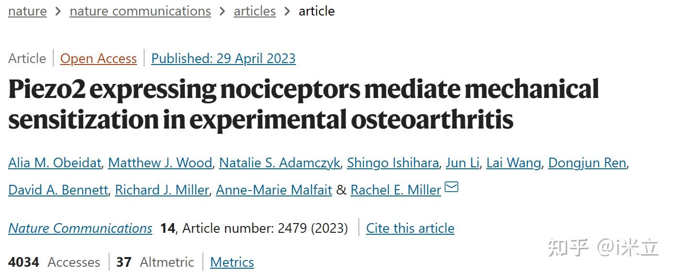 IF:17.694|Piezo2：一个治疗骨关节炎疼痛的新靶点 - 知乎