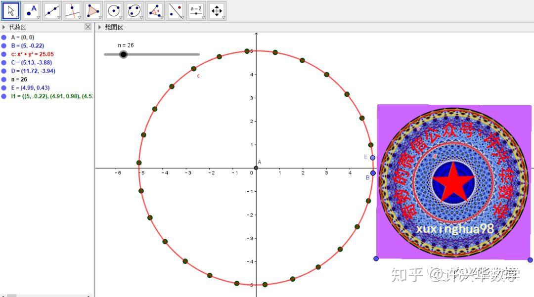 用Geogebra画板n等分圆的3种方法(内含几何画板方法).许兴华数学 - 知乎