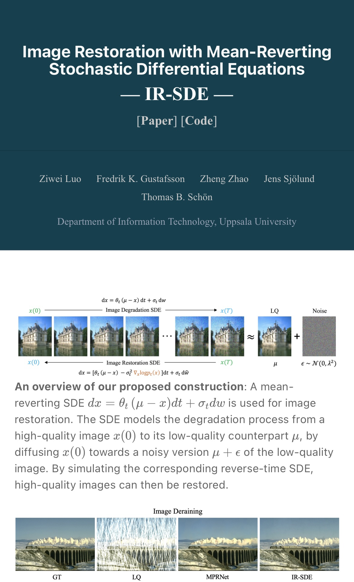 Diffusion Restoration - 基于均值回归SDE的图像复原 - 知乎